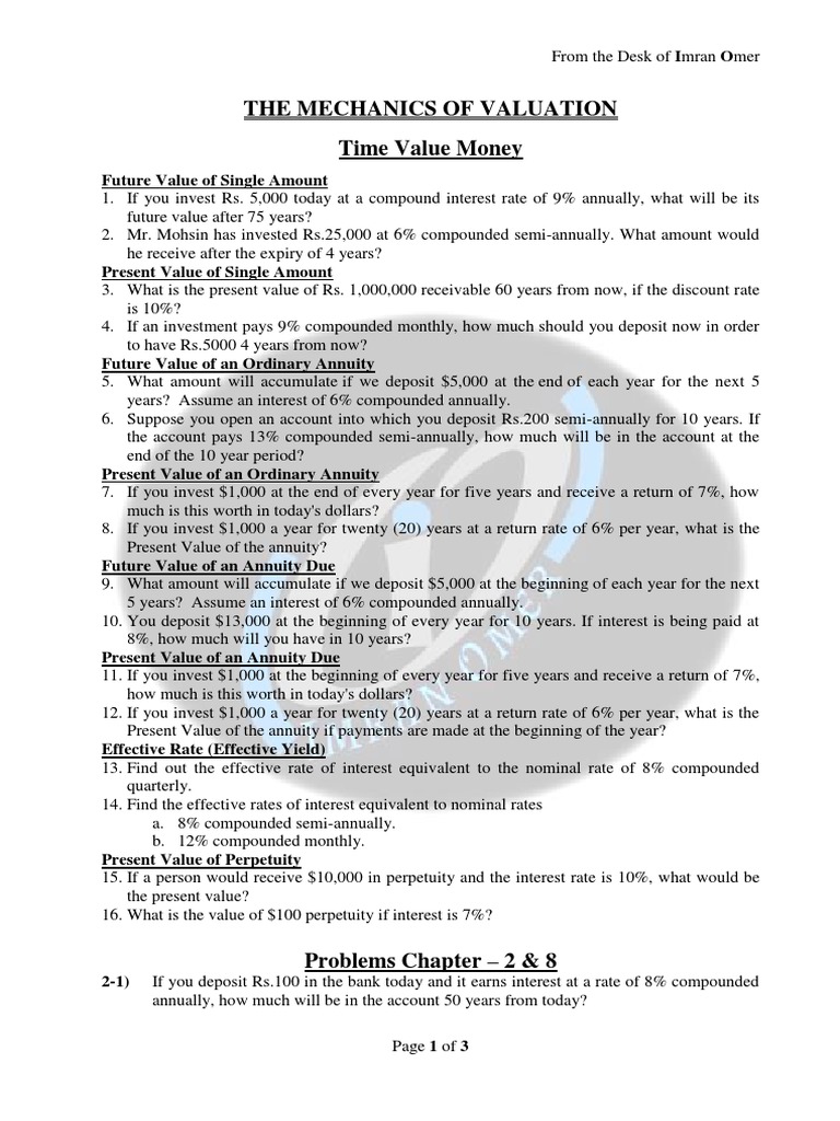 ImranOmer - 37 - 15663 - 4 - Time Value Money Practice Questions ...