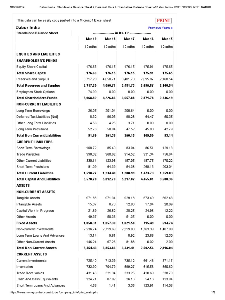 Company Info - Print Financials | PDF | Balance Sheet | Financial Economics