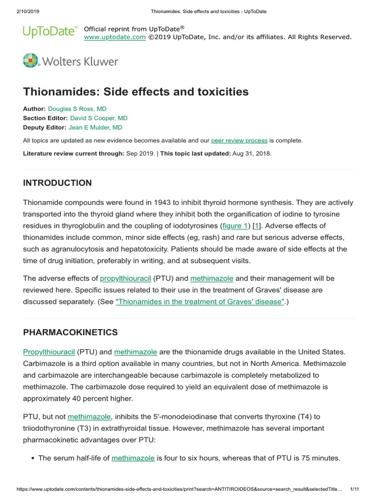 Thionamides: Side Effects and Toxicities | PDF | Endocrine System | Glands