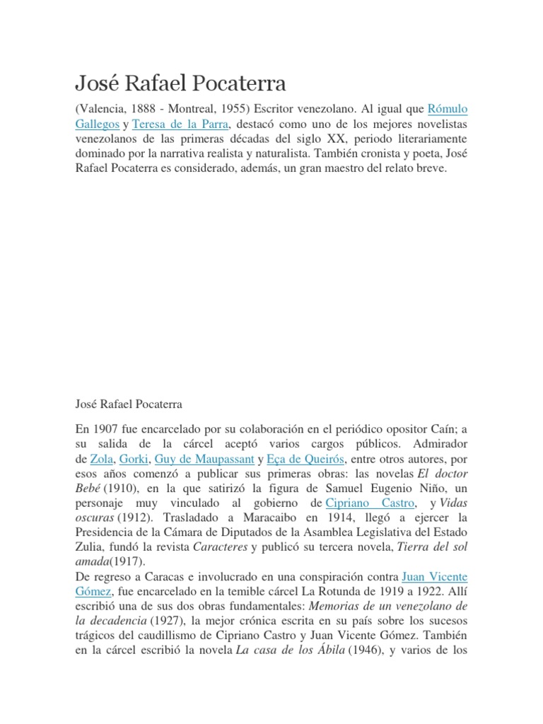 José Rafael Pocaterra | Descargar gratis PDF | Venezuela | Pie