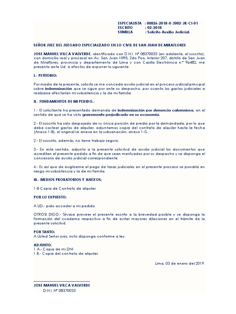 Solictud de Conciliacion Jose Vilca | PDF
