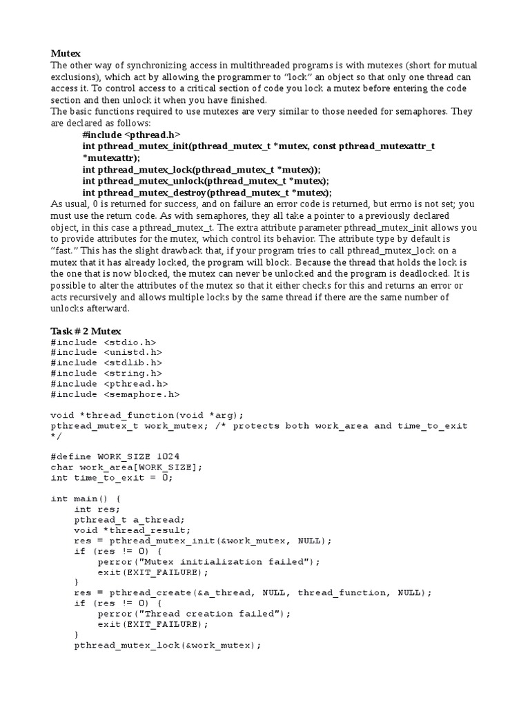 Mutex | Download Free PDF | Areas Of Computer Science | Software Engineering