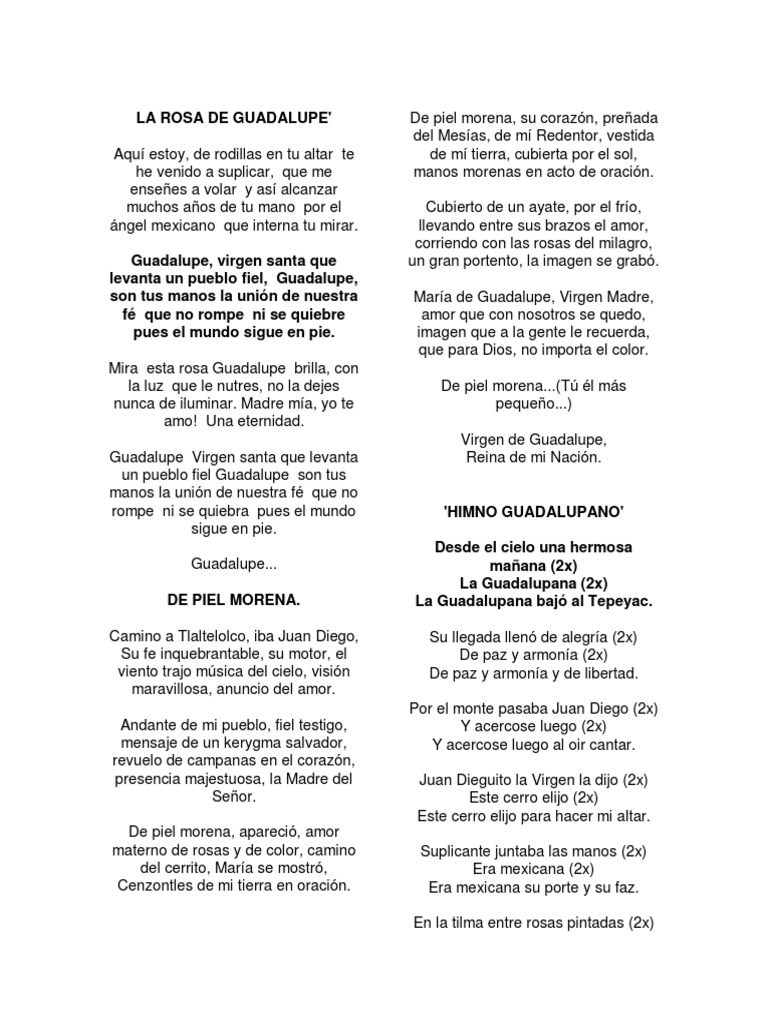 Canciones Para La Virgen De Guadalupe Pdf María Madre De Jesús Creencia Religiosa Y Doctrina