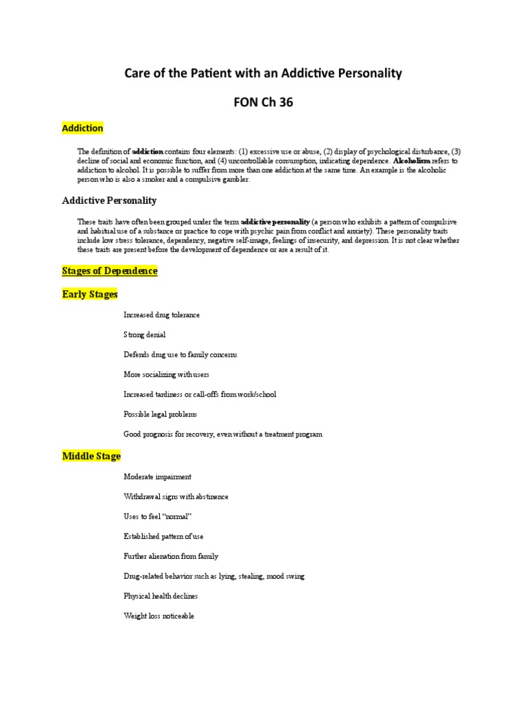 Addictive Personality Care Guide | PDF | Substance Abuse | Substance ...