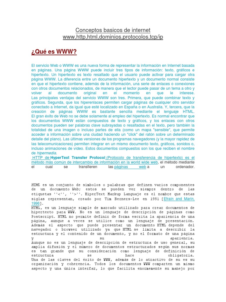 Conceptos Basicos de Internet WWW | PDF | Nombre de dominio | Protocolos de internet