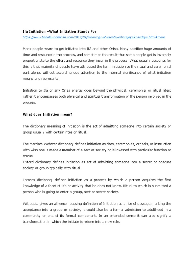 Ifá Initiation | PDF | Rituals | Religion And Belief