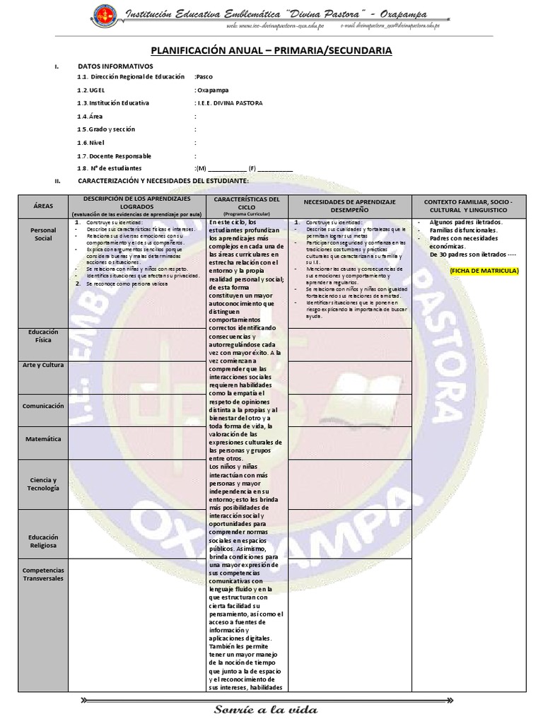 Formato1 - Programacion Anual - Prim - Secundaria | PDF | Navidad | Aprendizaje