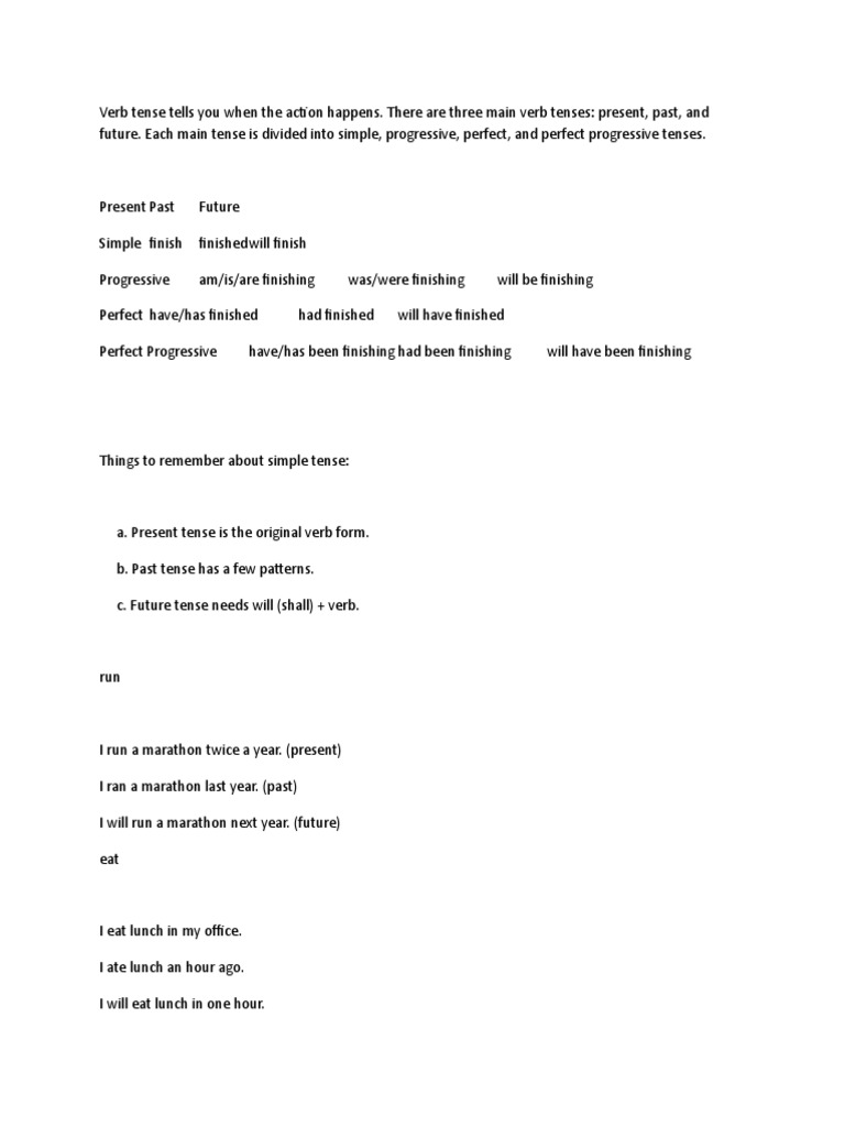 Verb Tense Tell-WPS Office | PDF