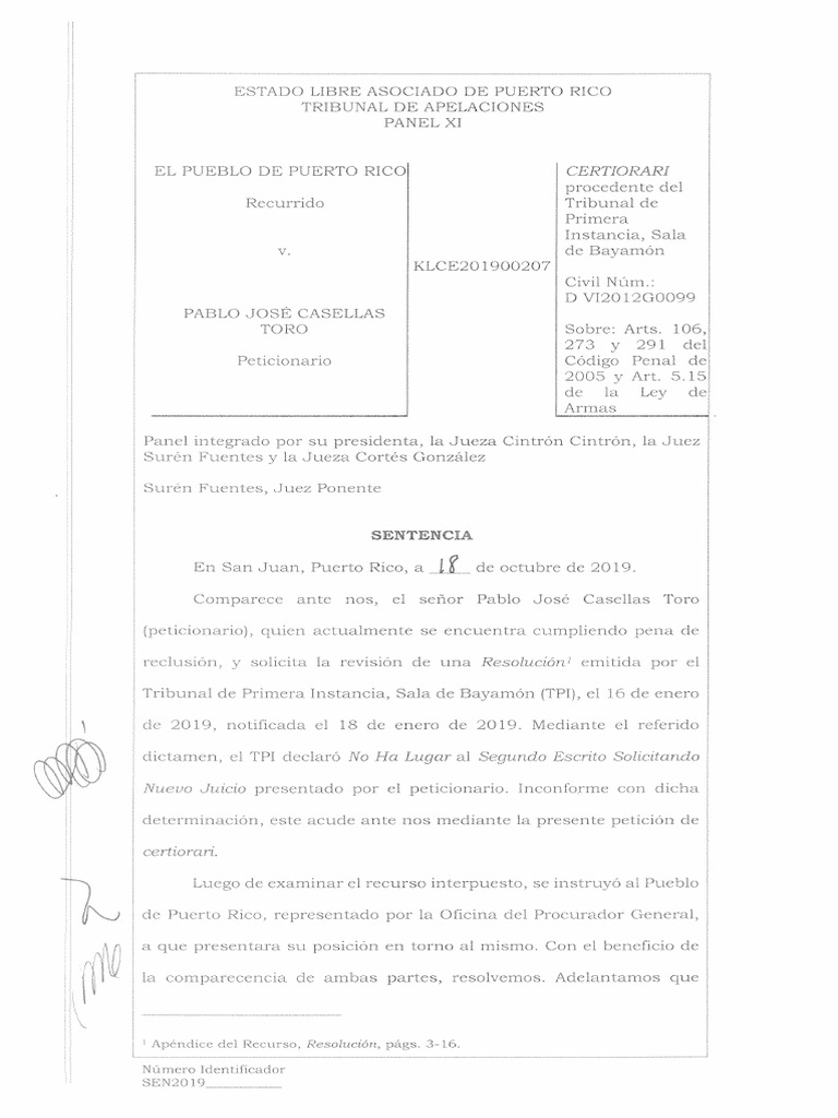 Apelativo Deniega Nuevo Juicio A Casellas | PDF Apelativo Deniega Nuevo Juicio A Casellas | PDF