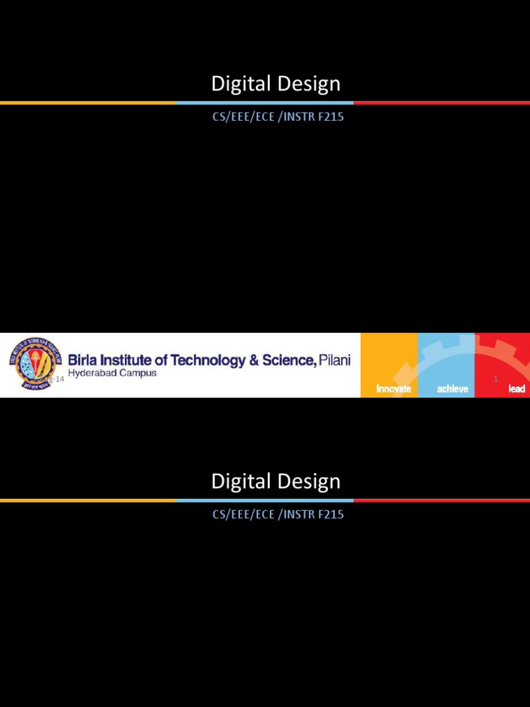 Digital Design: Cs/Eee/Ece /instr F215 | PDF | Digital Electronics | Logic Gate
