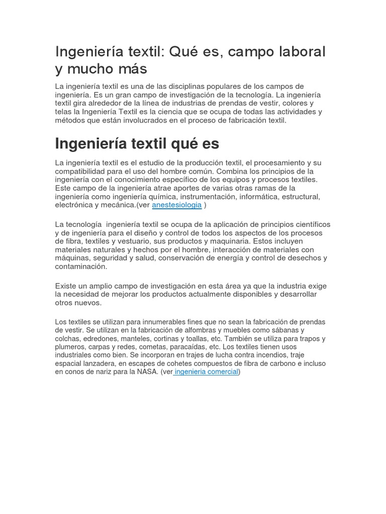 Ingeniería Textil | PDF