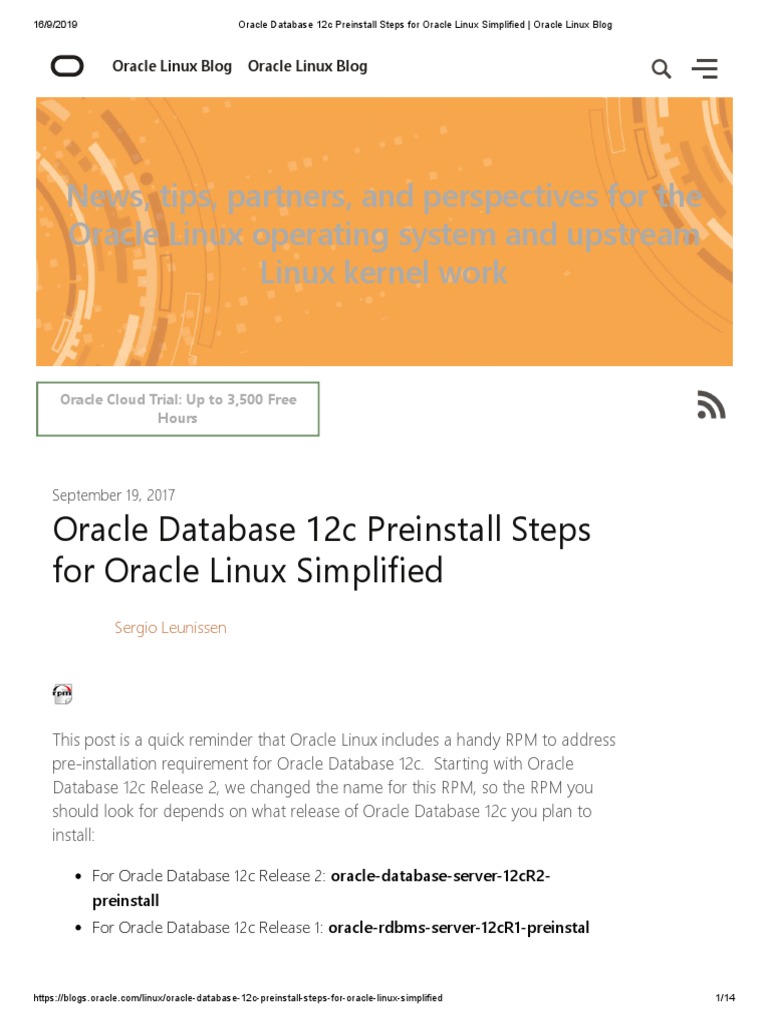 Oracle 12C Preinstall Steps | PDF | Oracle Database | Linux
