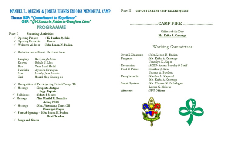 Manuel L. Quezon & Josefa Llanes Escoda Memorial Camp | PDF