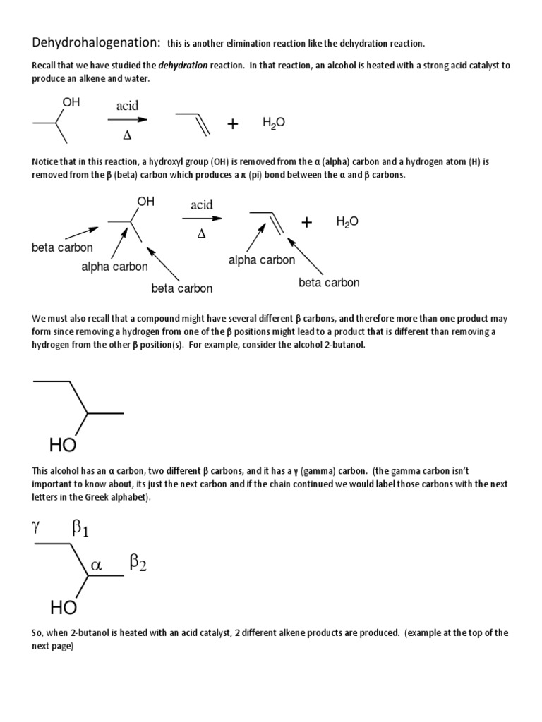 Dehydrohalogenation:: OH O H | PDF | Alkene | Chemical Reactions