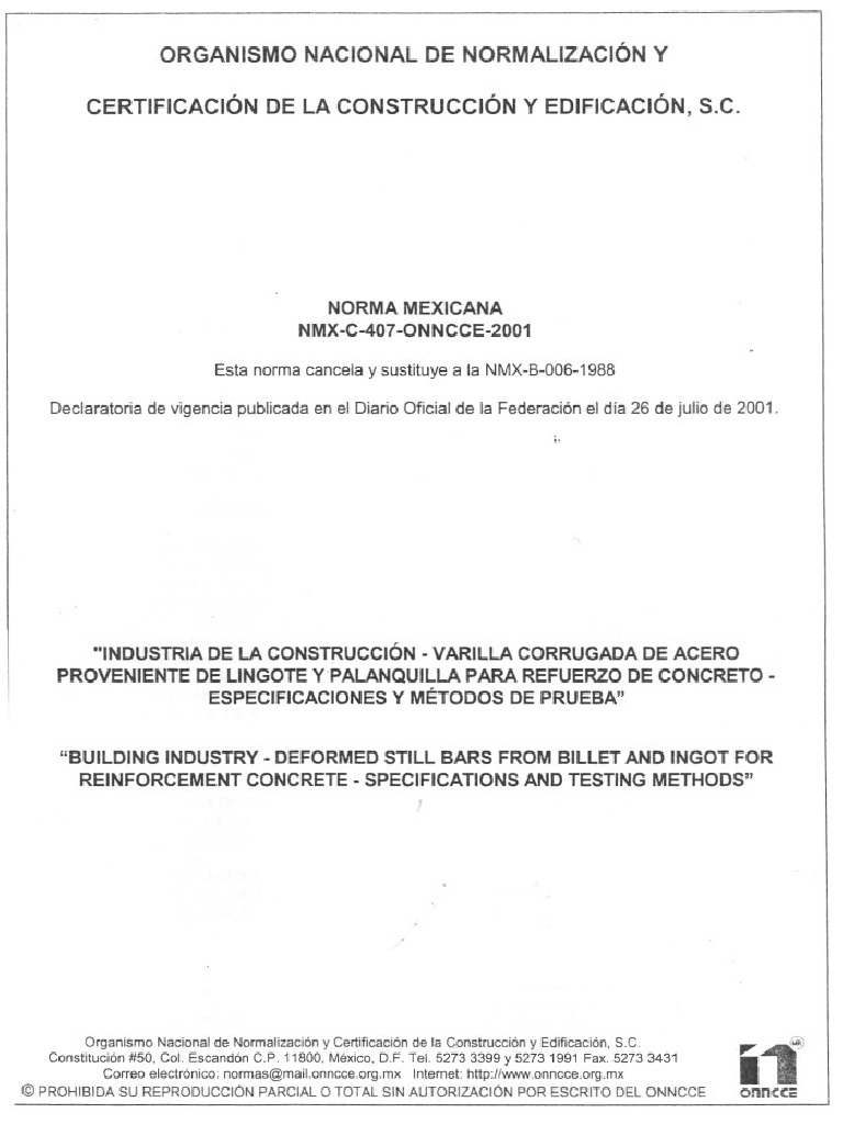 Norma Mexicana NMX C 407 Onncce 2001 | PDF