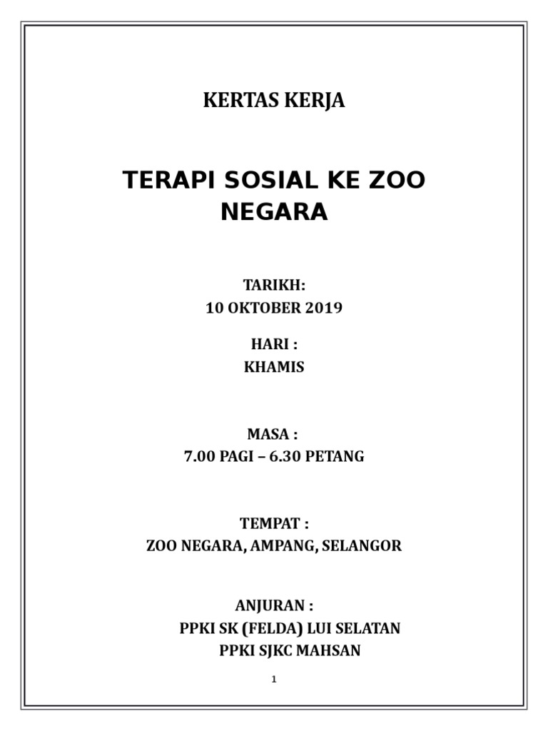 Kertas Kerja Zoo Negara | PDF