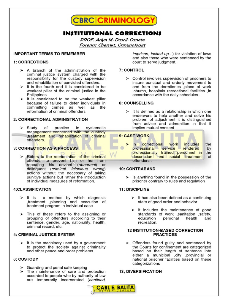 Institutional Corrections | PDF | Prison | Crime & Violence