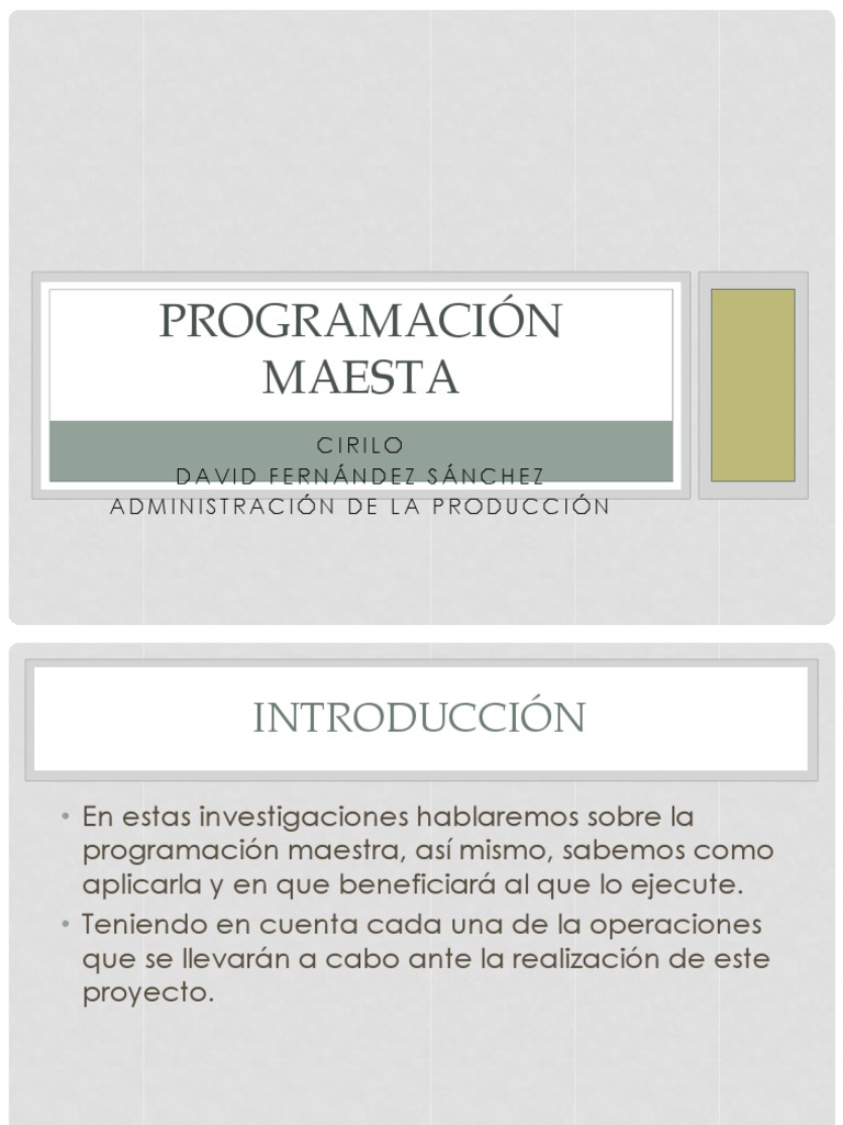 Programación Maestra | Descargar gratis PDF | Planificación | Economias