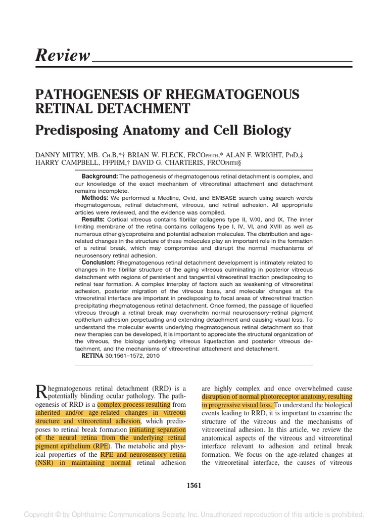 Review: Pathogenesis of Rhegmatogenous Retinal Detachment Predisposing ...