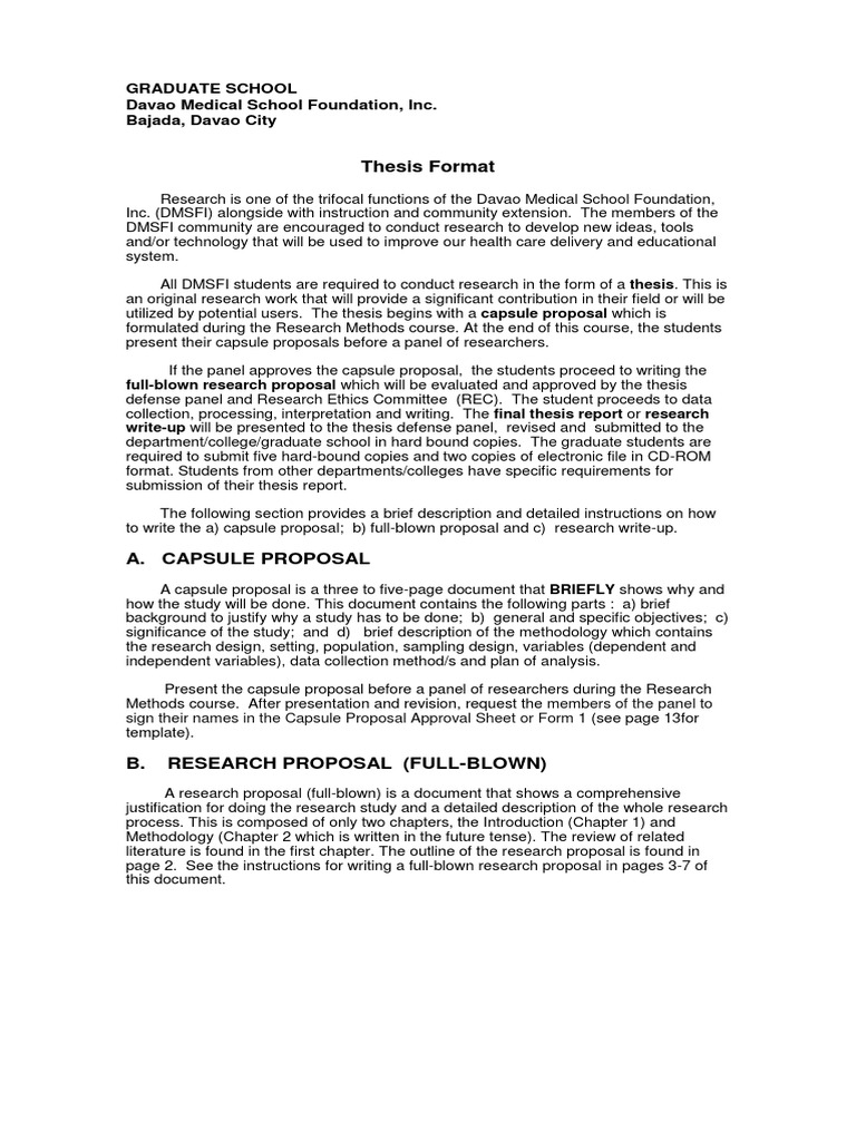 Guidelines for Writing Thesis Proposals at Davao Medical School Foundation | PDF | Hypothesis ...