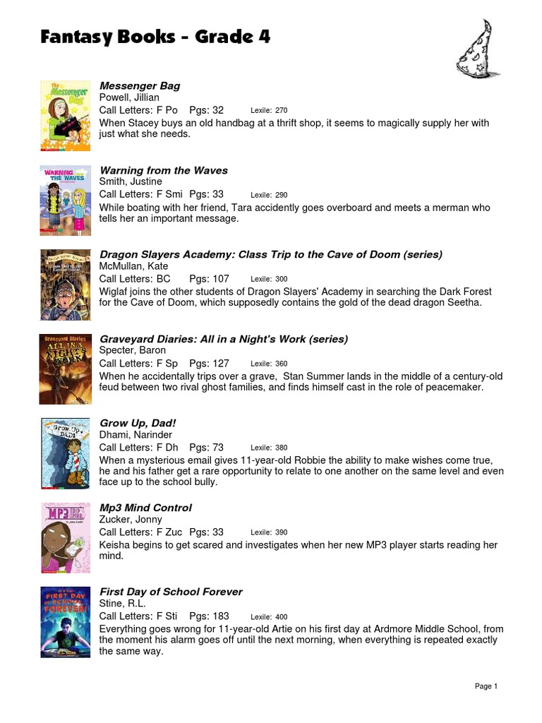 Fantasy Books - Grade 4: Messenger Bag | PDF
