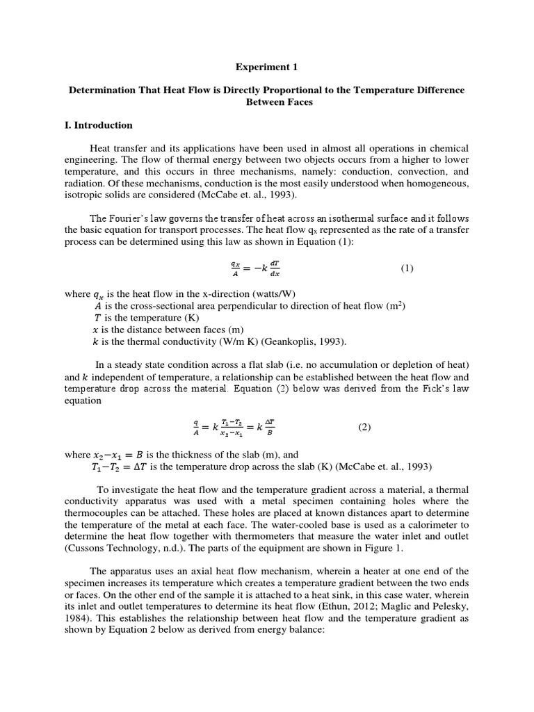 Lab Rep - Experiment 1 | PDF | Heat Transfer | Thermal Conduction