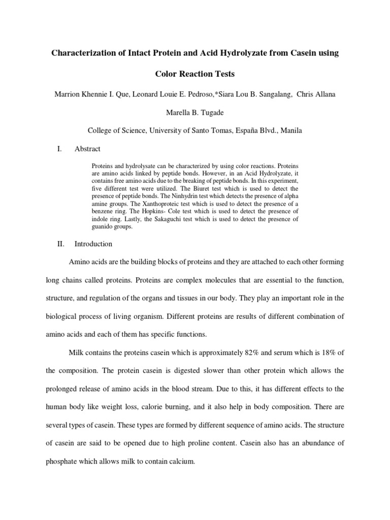 Characterization of Intact Protein and Acid Hydrolyzate From Casein ...