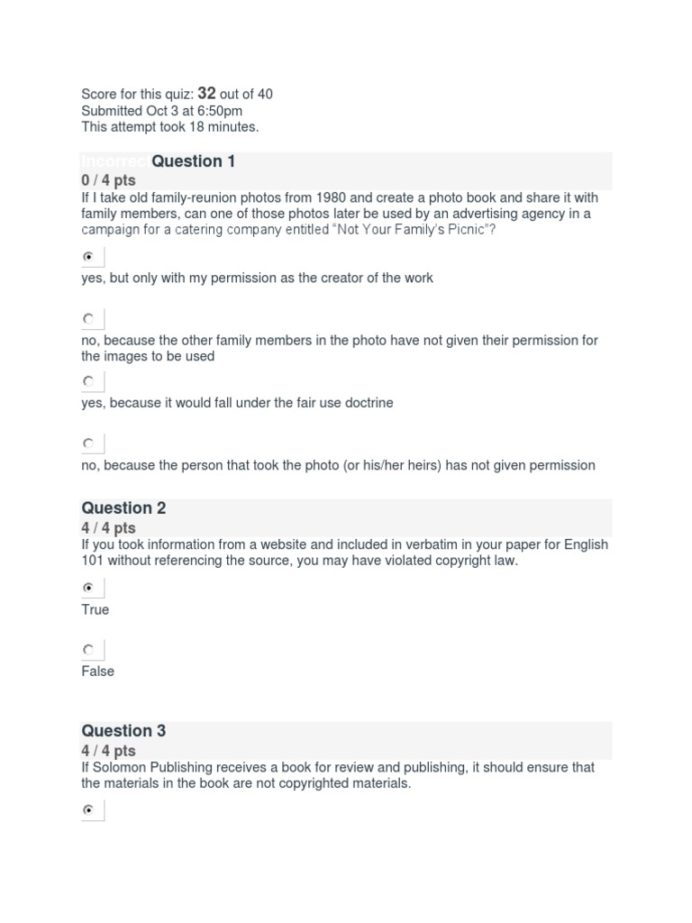 Intellectual Property Quiz | PDF | Trademark | Intellectual Property