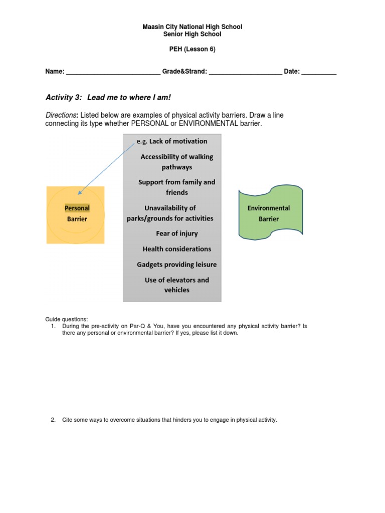 Barriers to Physical Activity in Youth | PDF