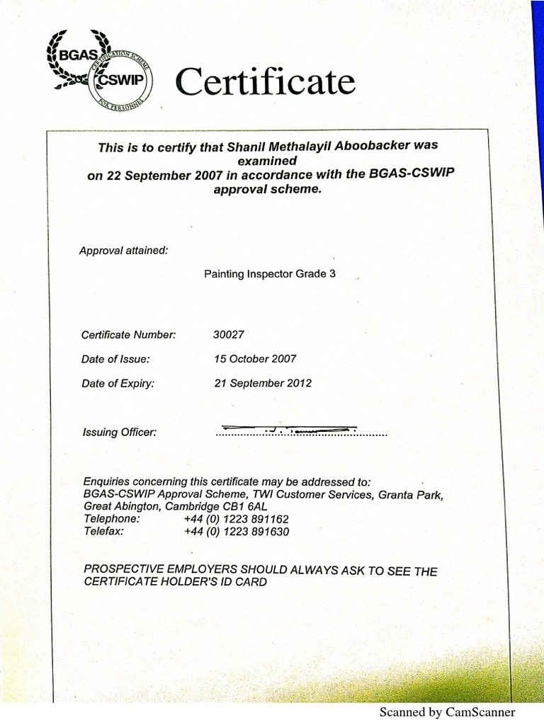 Bgas Certificate | PDF