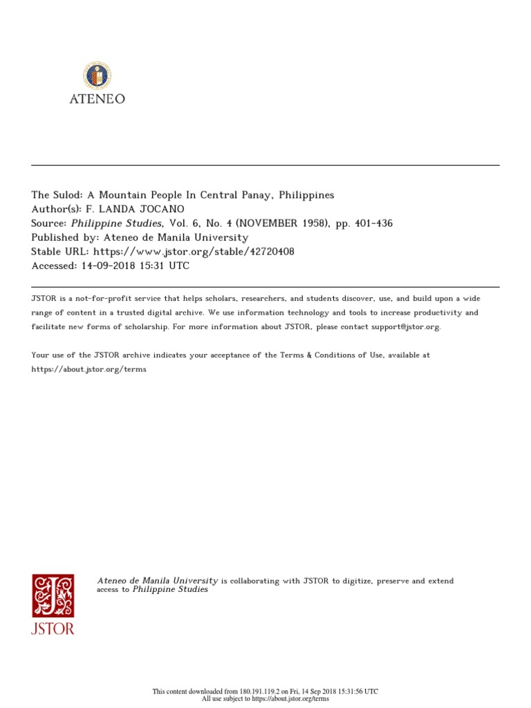 The Sulod - A Mountain People in Central Panay, Philippines PDF | PDF ...