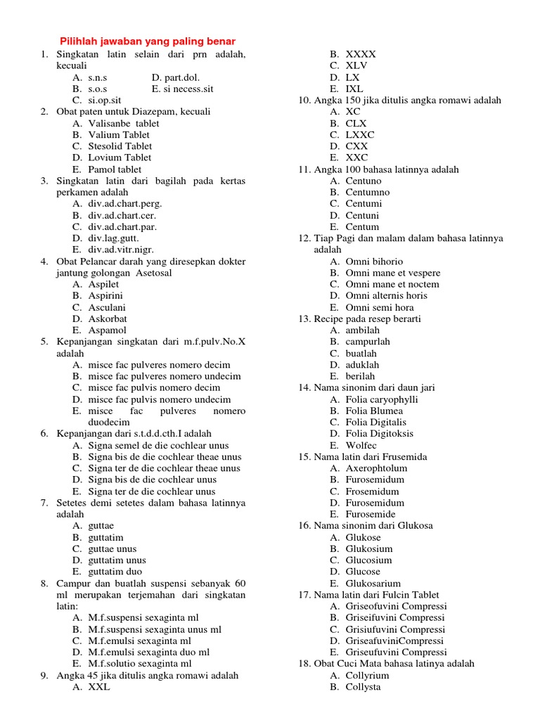 Soal Sinonim Usbn 2019 | PDF