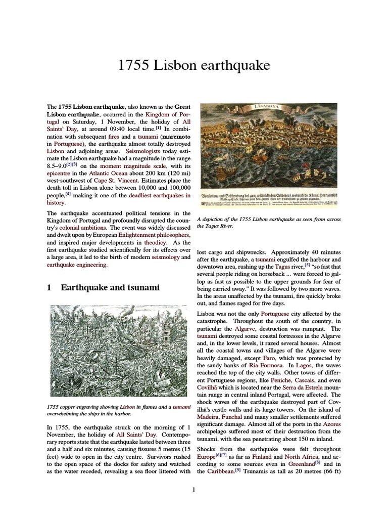 1755 Lisbon Earthquake | PDF | Seismology | Earthquakes