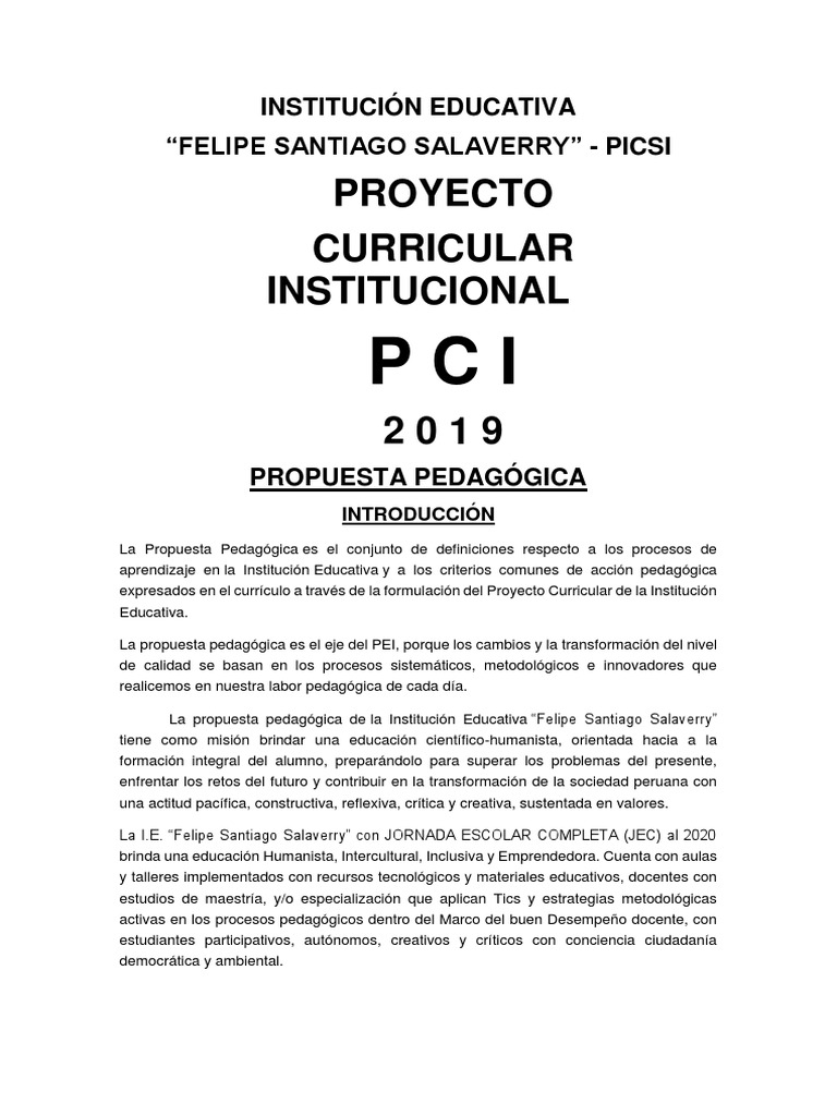 Pci 2019 | PDF | Aprendizaje | Plan de estudios