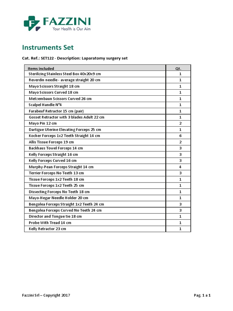 Laparotomy Surgery Instrument Set | PDF | Home & Garden