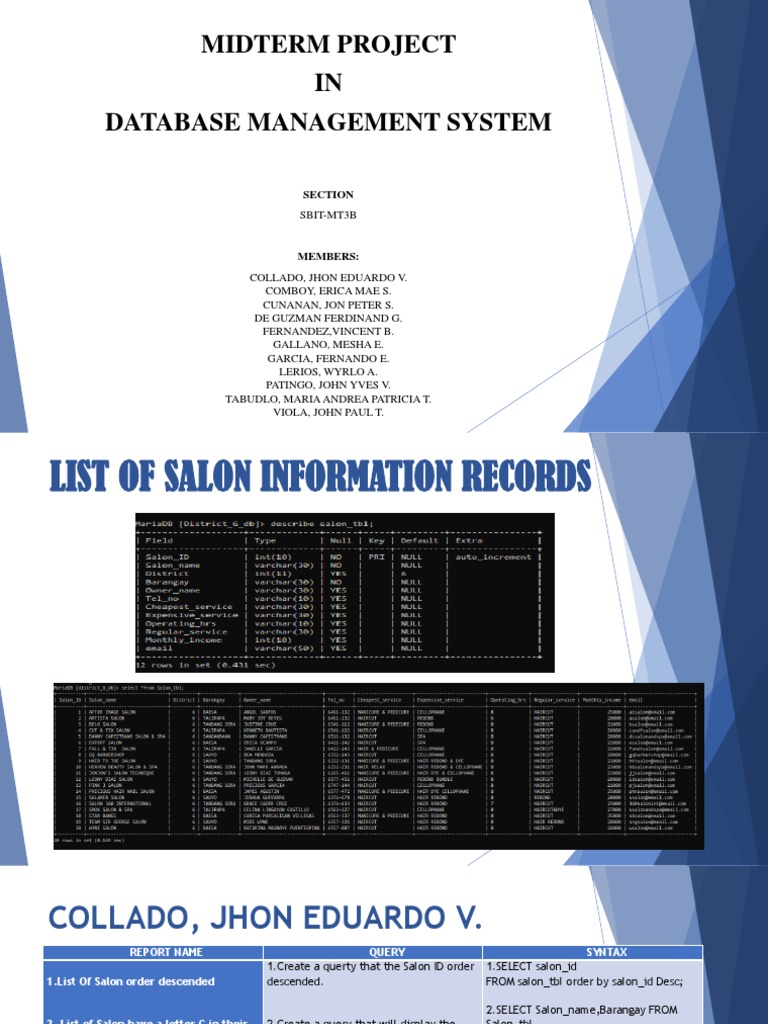 Midterm Project IN Database Management System: Section | PDF | Information Management ...