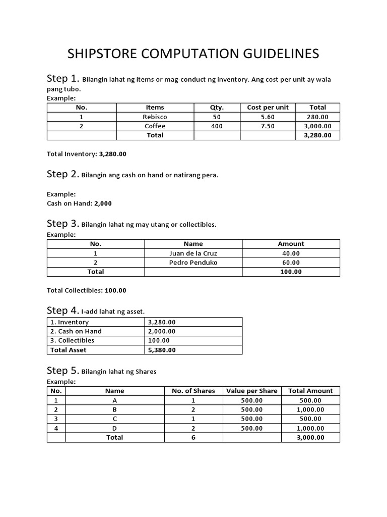 Shipstore Computation Guidelines | PDF | Financial Accounting ...