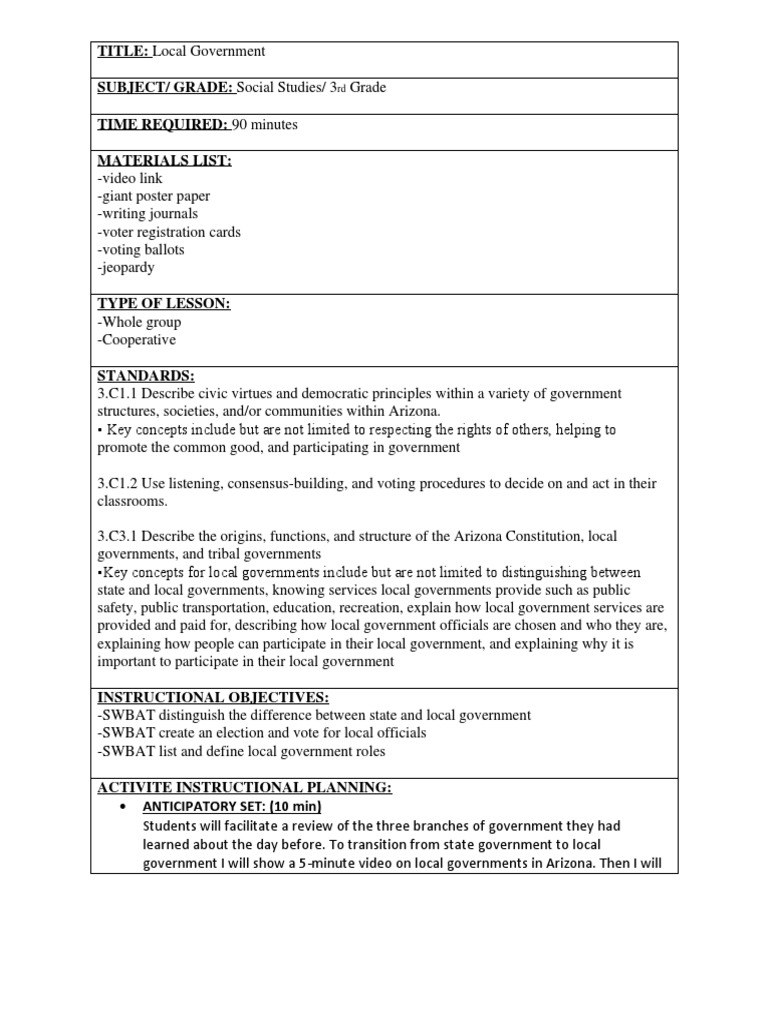 Local Government Lesson for Kids | PDF | Local Government | Learning