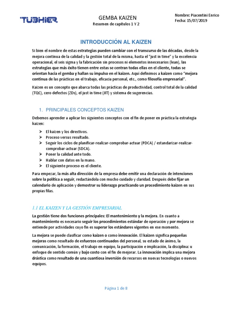 Gemba Kaizen Capitulos 1 y 2 | PDF | Calidad (comercial) | Gestión de Procesos de Negocio