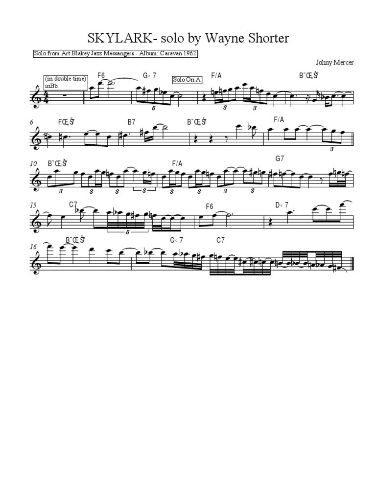SKYLARK - Solo by Wayne Shorter | PDF