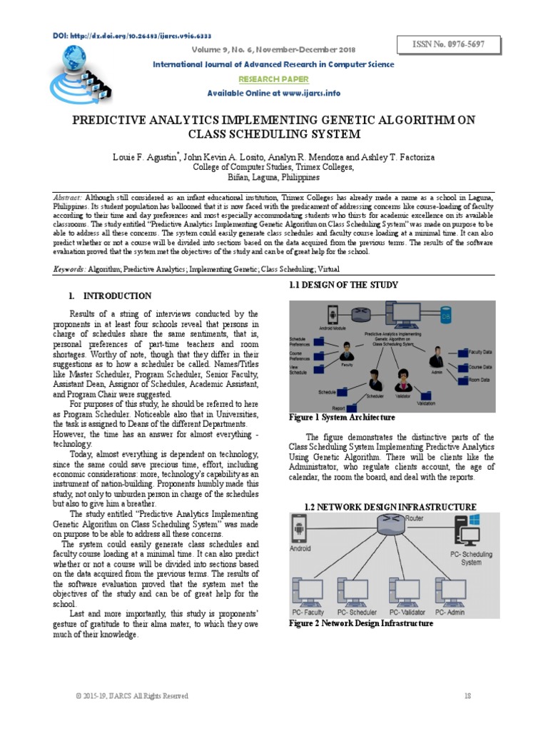 Predictive Analytics Implementing Genetic Algorithm On Class Scheduling System | PDF | Analytics ...
