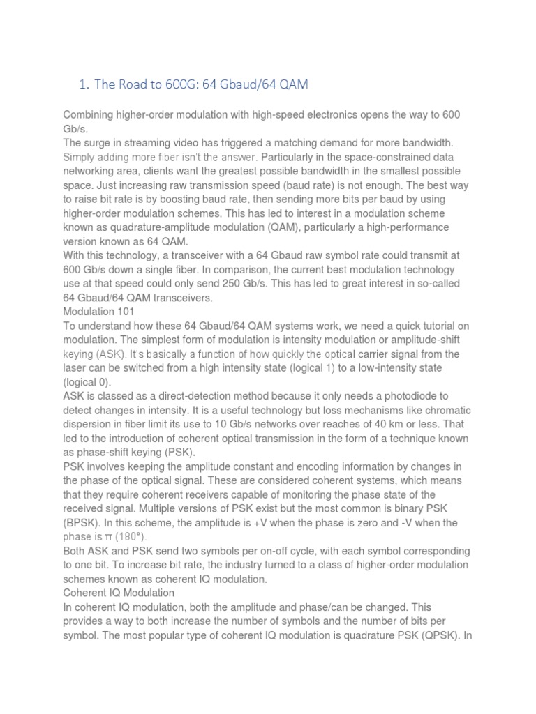 The Road To 600G | PDF | Modulation | Broadcast Engineering