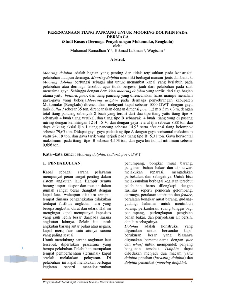 Perencanaan Tiang Pancang Untuk Mooring Dolphin Pada Dermaga | PDF ...
