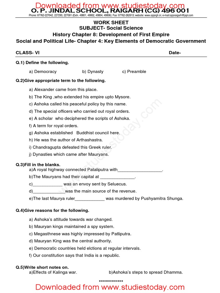 CBSE Class 6 Social Science-Development of First Empire | PDF | Ashoka