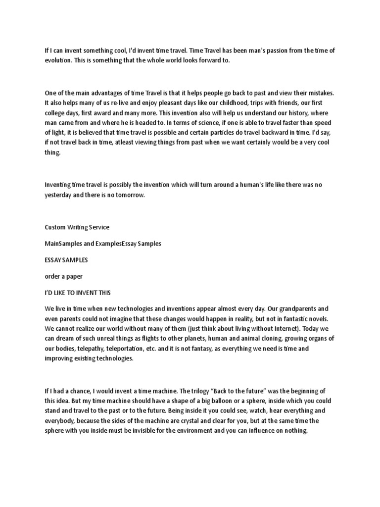 Essay | PDF | Time Travel | Invention