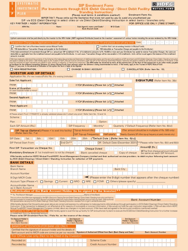 HDFC Sip Cancellation | PDF | Cheque | Debit Card