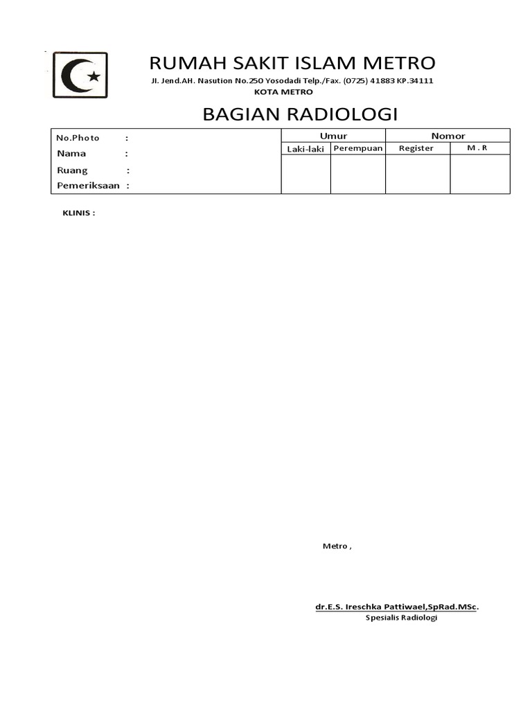 Contoh Blangko Rontgen | PDF