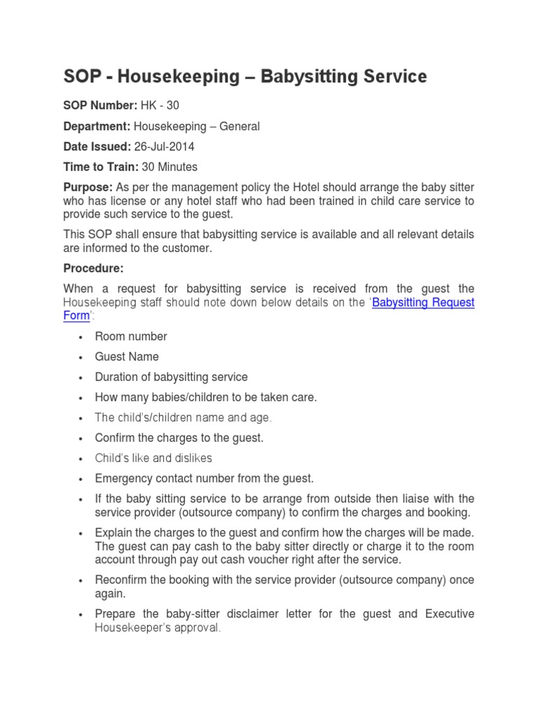 Hotel Housekeeping SOP Overview | PDF | Bed | Sink
