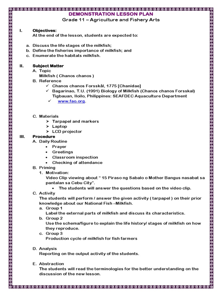 Demonstration Lesson Plan - Fisheries2 | Download Free PDF | Lesson ...
