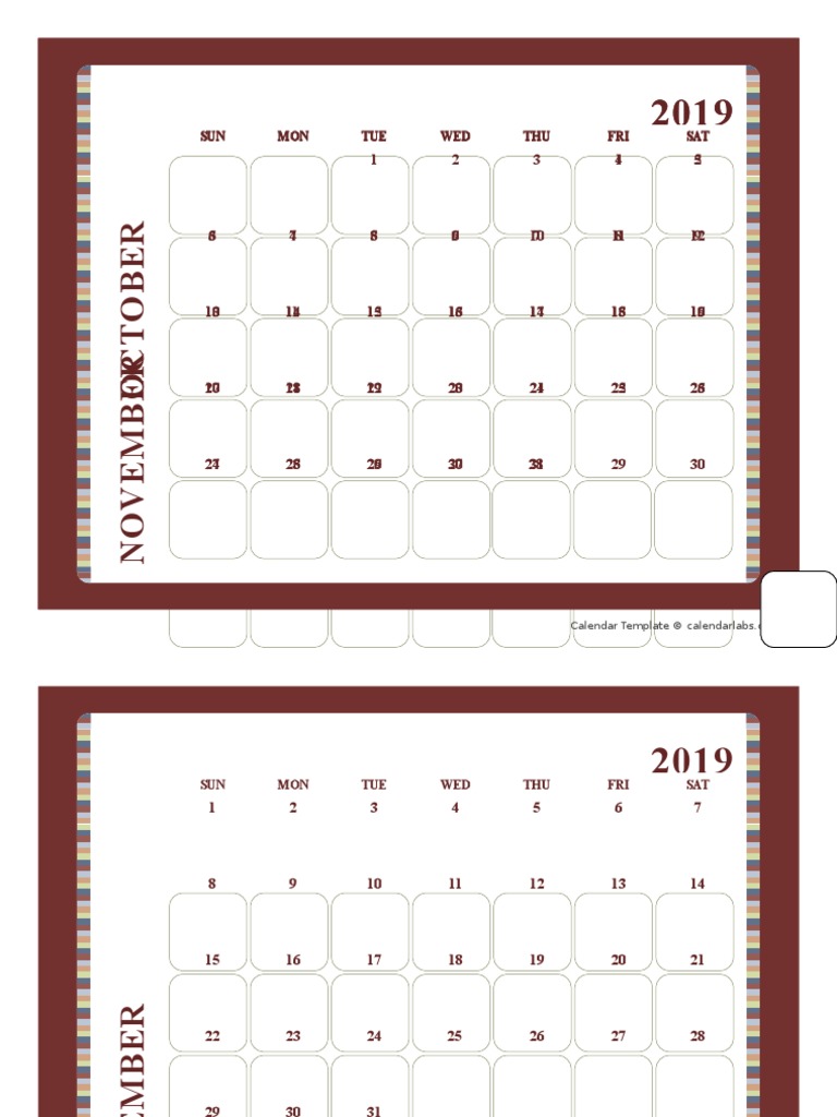 2019 Blank Calendar Template Large Boxes 19 | PDF